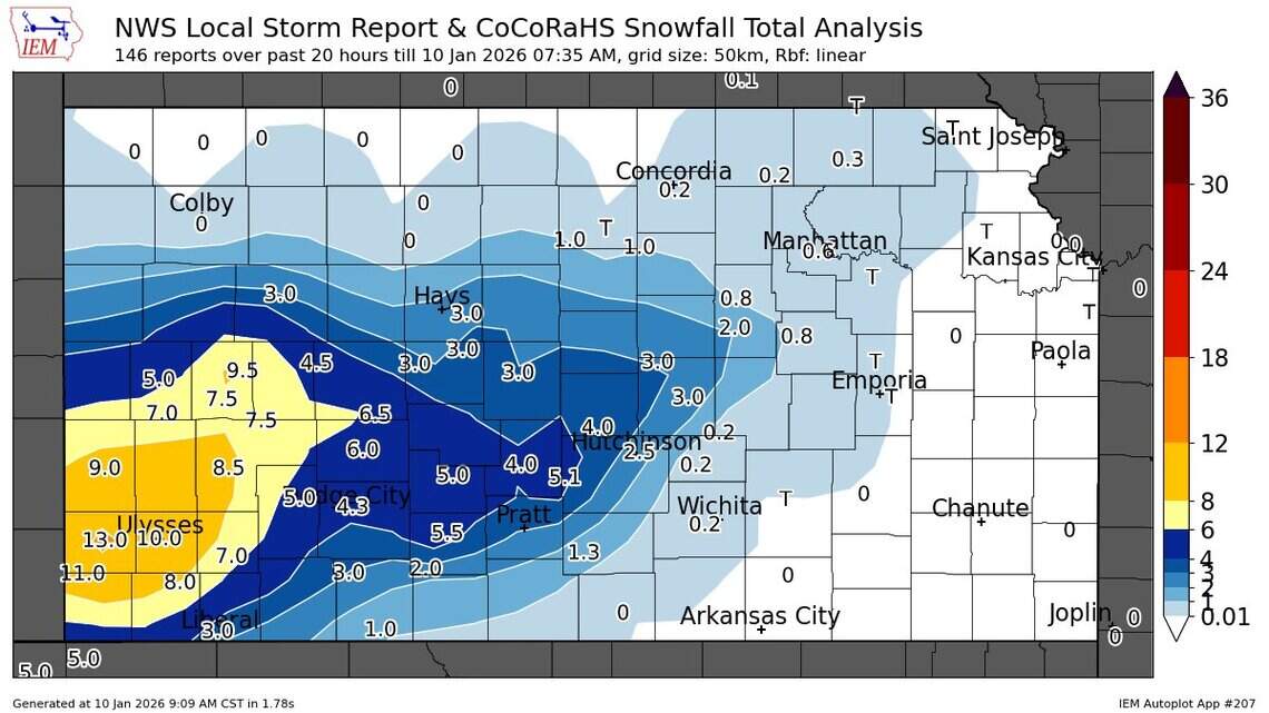 A look at the amounts of snowfall across Kansas | Wichita Eagle