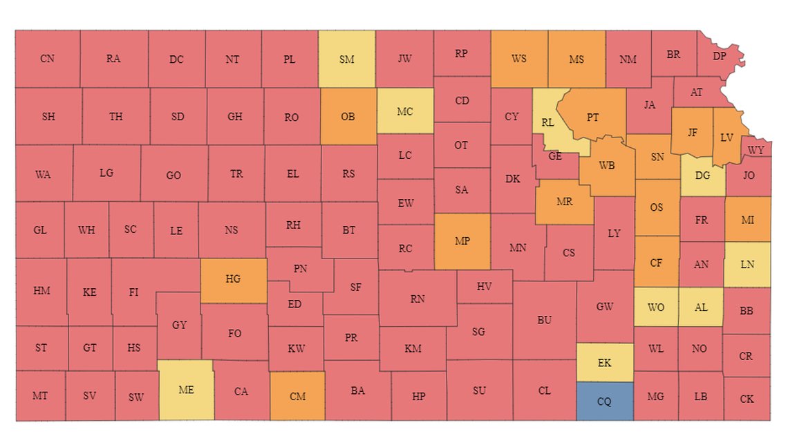 High COVID case rates put 75% of Kansas counties in red zone | Wichita ...